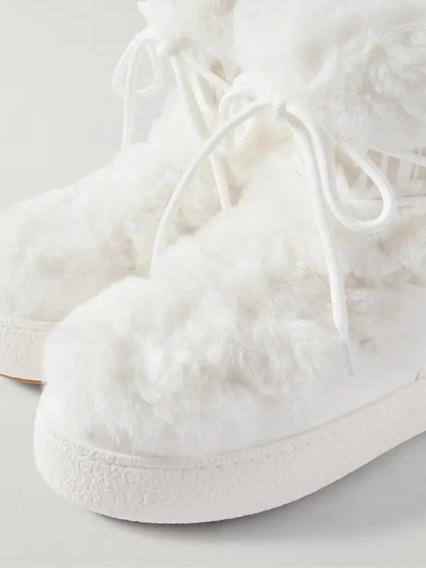 Moon Boot Ltrack Monaco Plush-trimmed Snow Boots - White