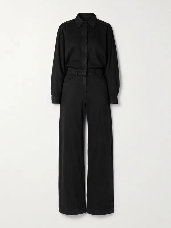 RIVET UTILITY Boyfriend Denim Jumpsuit - Black