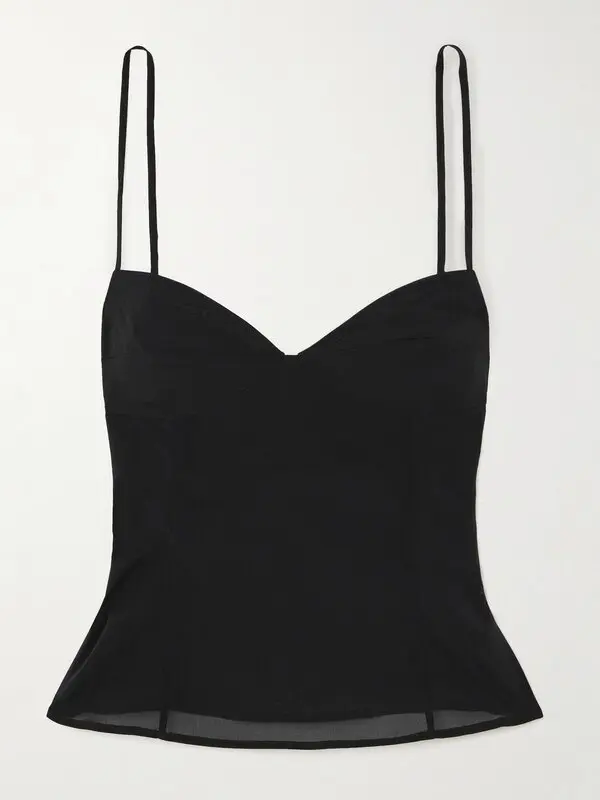 ST. AGNI Stretch-silk Voile Camisole - Black