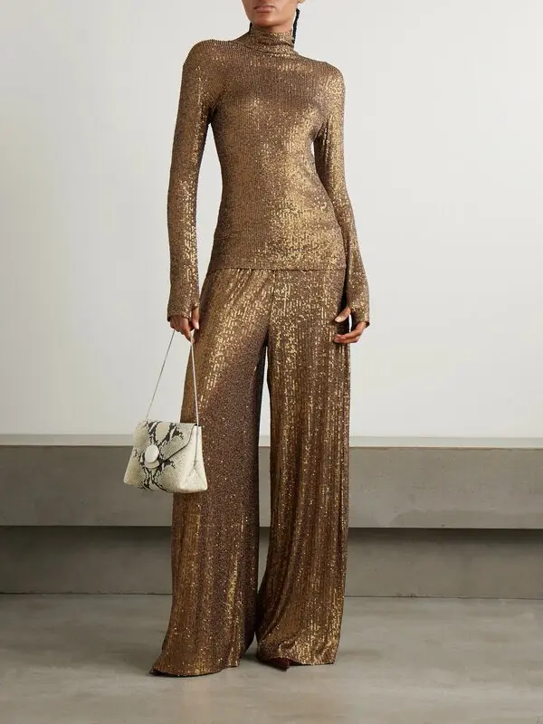 Norma Kamali Sequined Wide-leg Pants