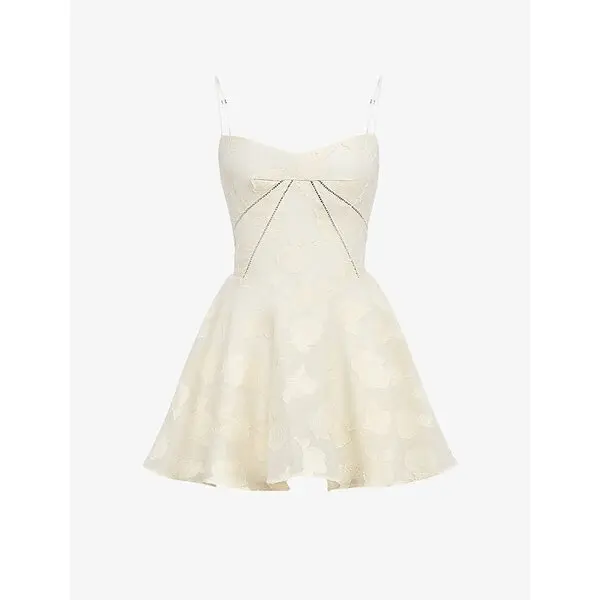 joseph and feiss fitted dress shirts Lucille Pale Yellow Jacquard Floral Mini Dress main image 0