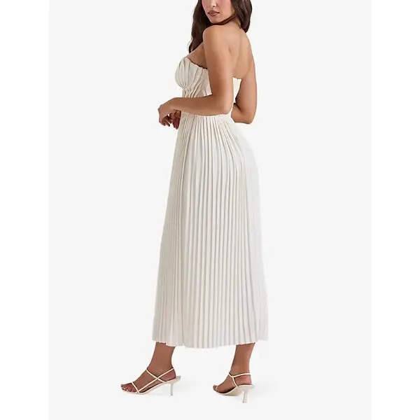 chinese dress ladies Ivory Pleated Maxi Dress  Amaia House