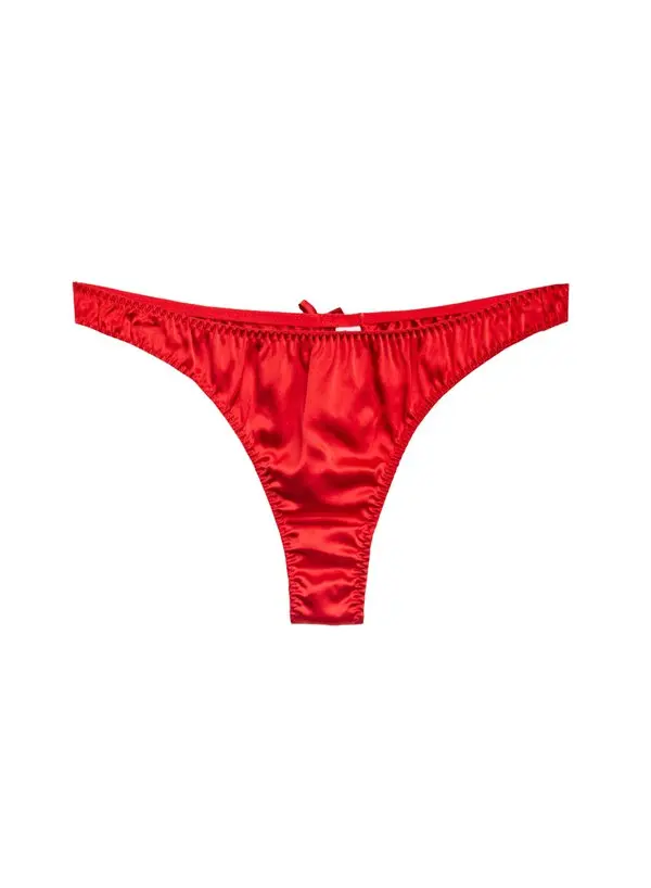 Fleur Du Mal Luxe Thong - Rouge