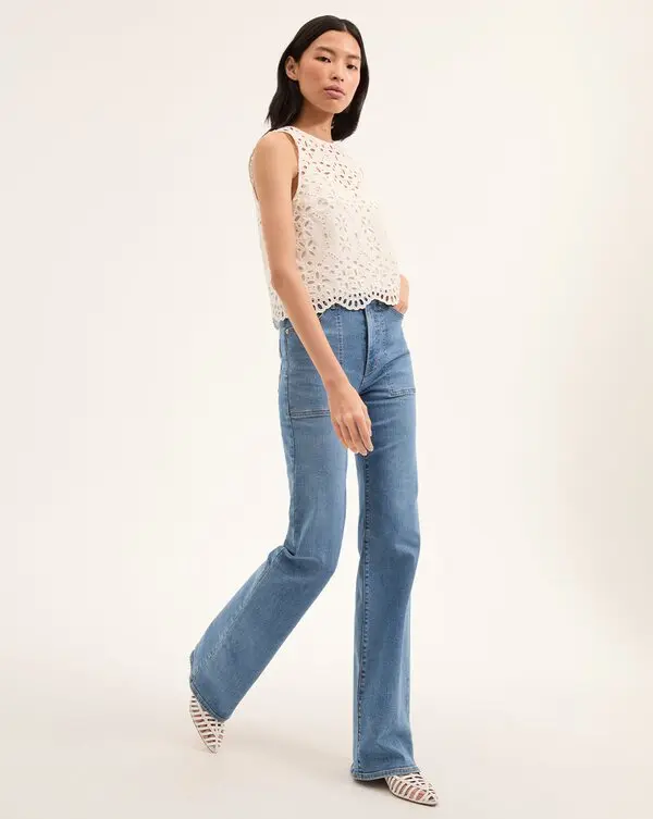 Veronica Beard Adelyn Cotton Eyelet Tank