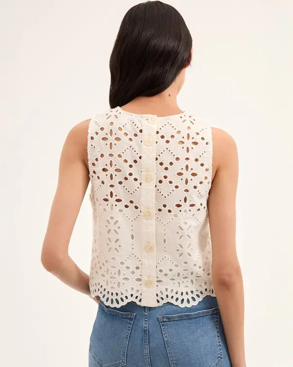 Veronica Beard Adelyn Cotton Eyelet Tank