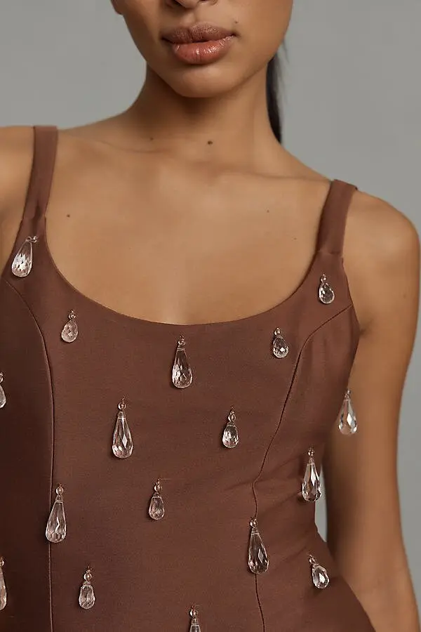 The Wolf Gang Luvia Beaded Mini Dress In Brown - 44% Off | Editorialist