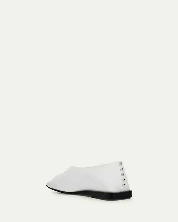 JIL SANDER Studded Leather Ballerina Flats - Optich White