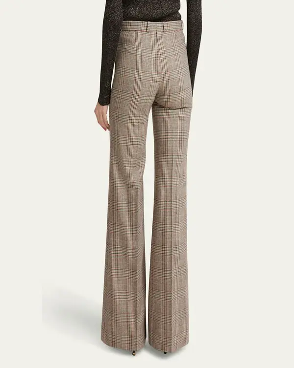 Chloé Prince Of Wales Wide Leg Wool Trousers