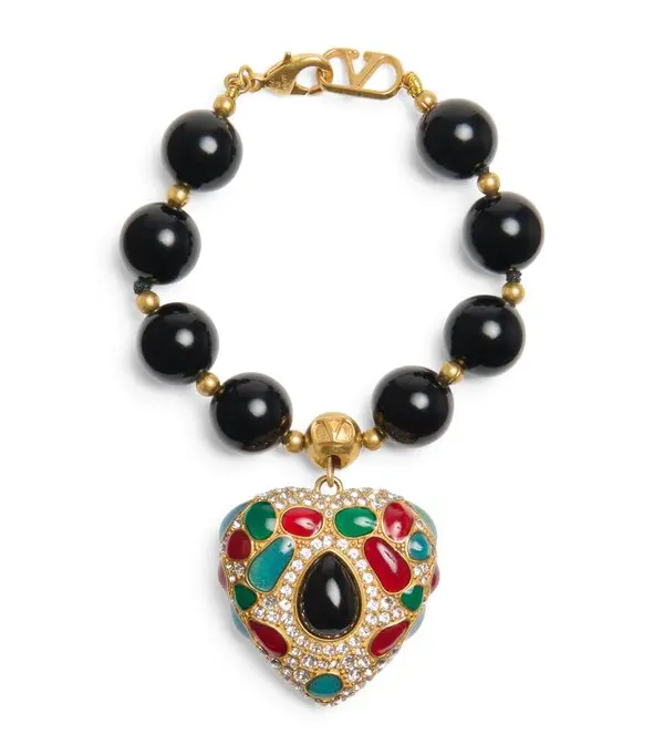 Valentino Garavani Crystal Coeur Royal Bracelet - Black