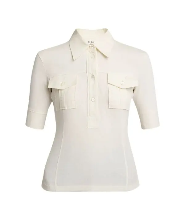 Chloé - Chloe Pockets Short-Sleeve Polo Top