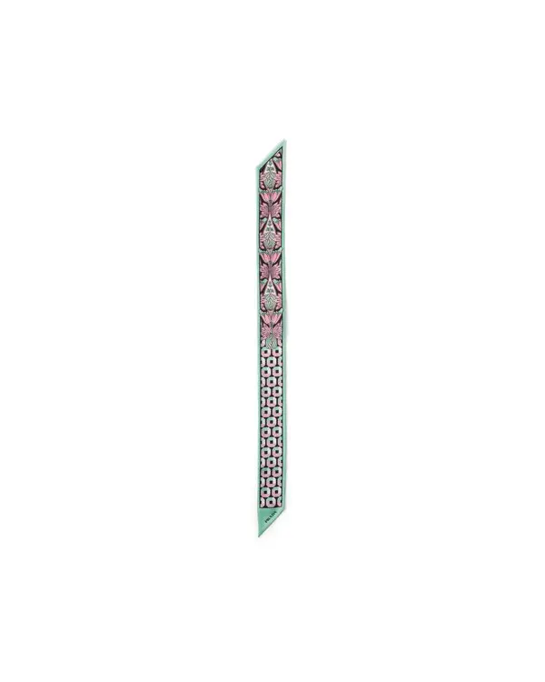 Prada Printed Silk Twill Skinny Scarf - Green