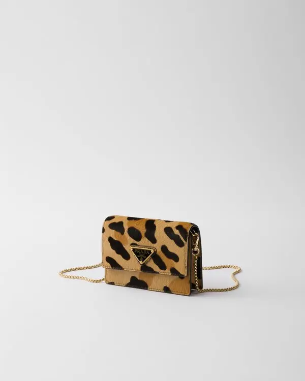 Prada Printed Leather Card Holder With Shoulder Strap