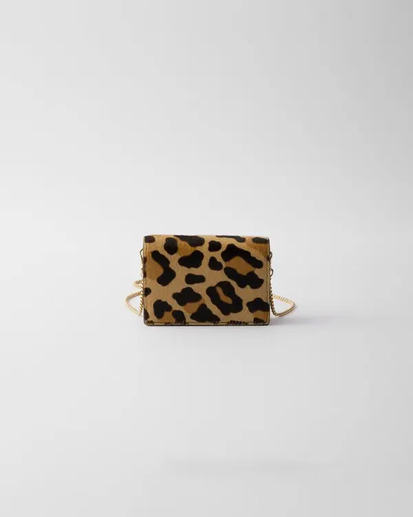Prada Printed Leather Card Holder With Shoulder Strap