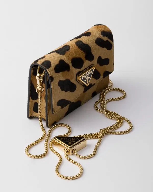 Prada Printed Leather Card Holder With Shoulder Strap