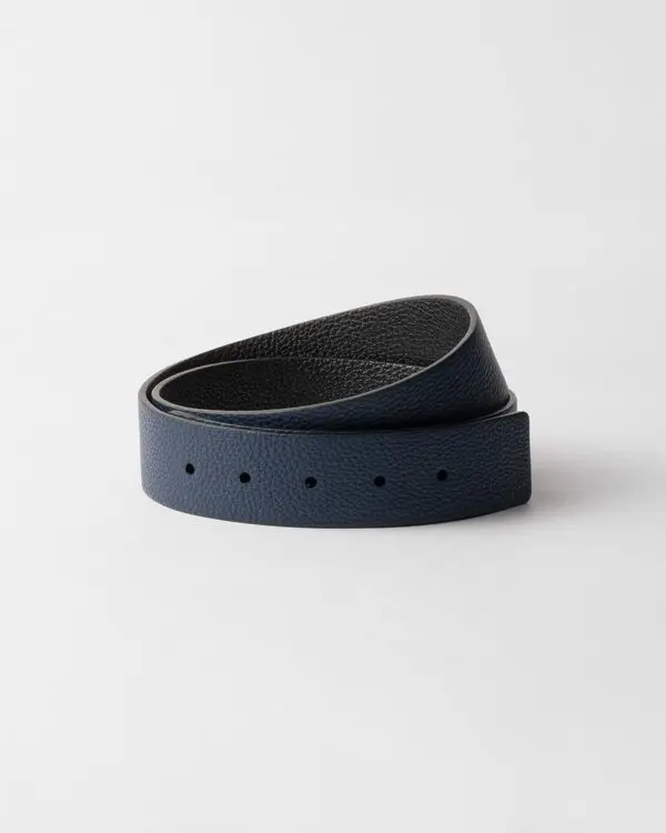 Prada Leather Belt Strap - Baltic Blue/black