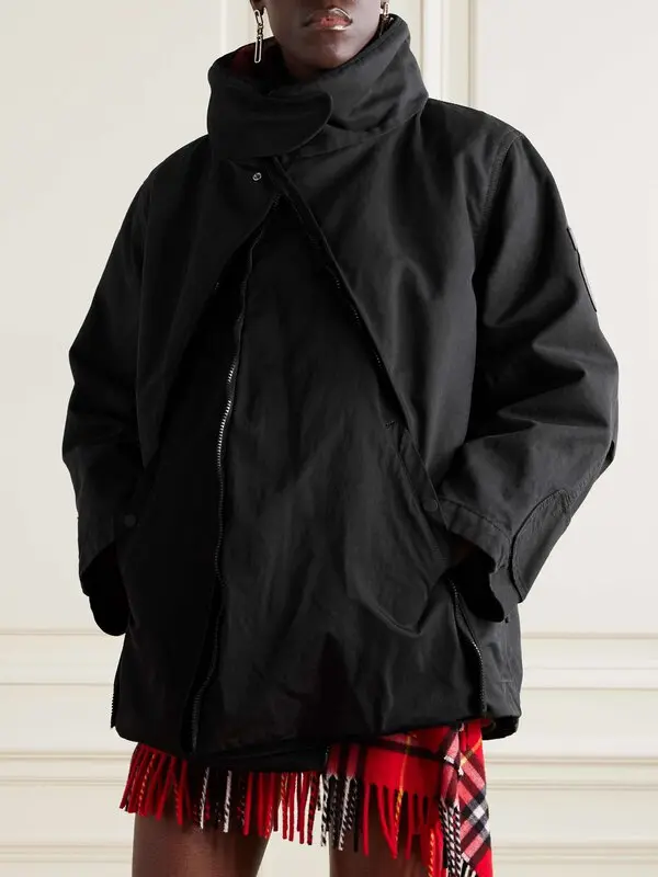 Burberry Layered Hooded Cotton-canvas Coat