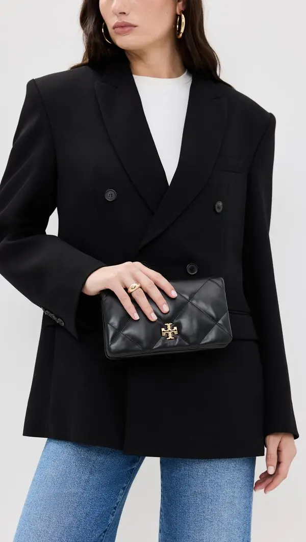 Tory Burch Kira Diamond Quilt Chain Wallet - Black