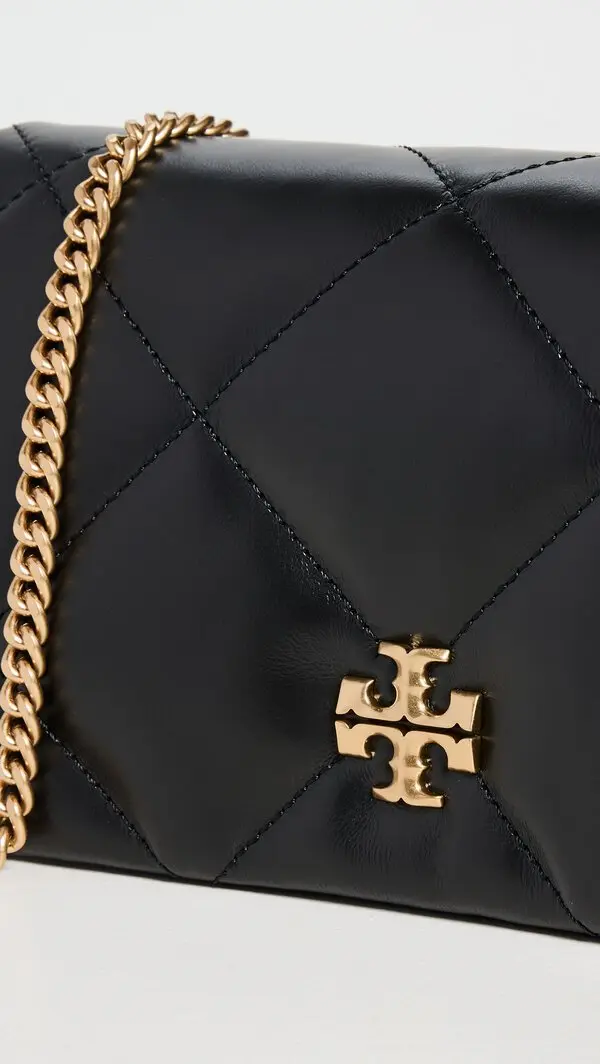 Tory Burch Kira Diamond Quilt Chain Wallet - Black