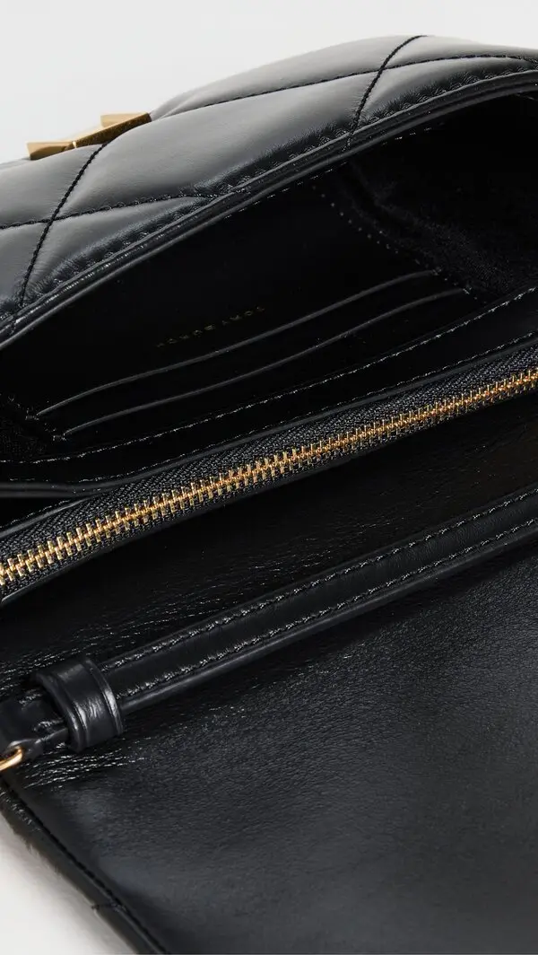 Tory Burch Kira Diamond Quilt Chain Wallet - Black