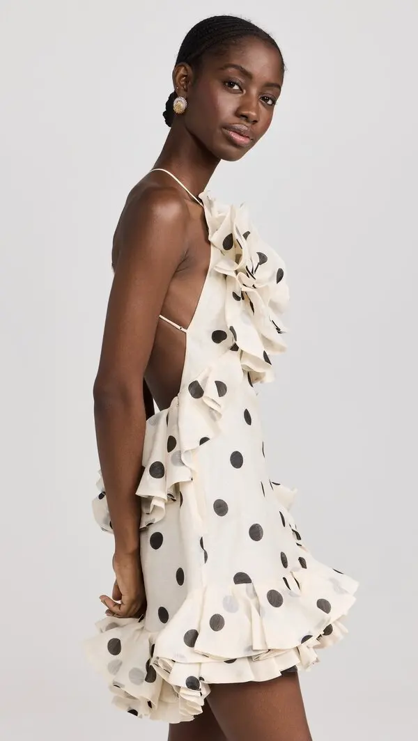 crush ruffle halter mini dress Floral Sequin