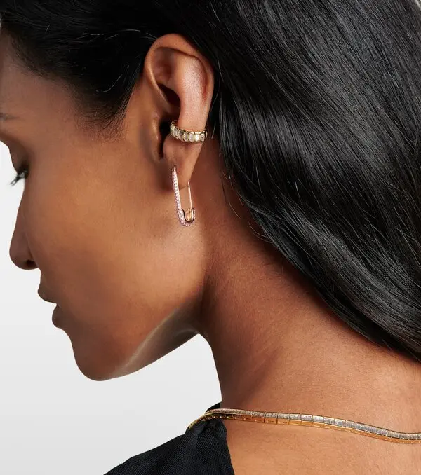 ANITA KO Safety Pin Single Earring With Sapphires - Gold