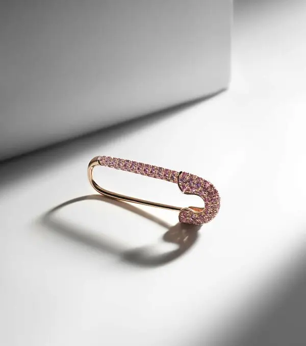 ANITA KO Safety Pin Single Earring With Sapphires - Gold