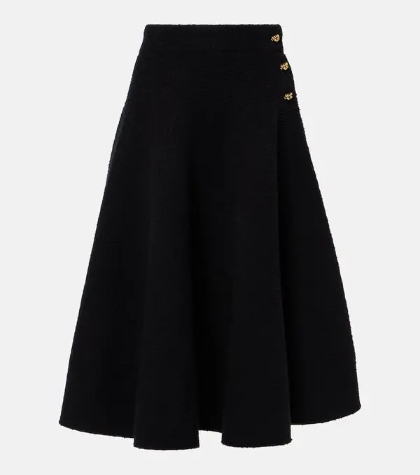 Bottega Veneta Wool Midi Skirt - Black