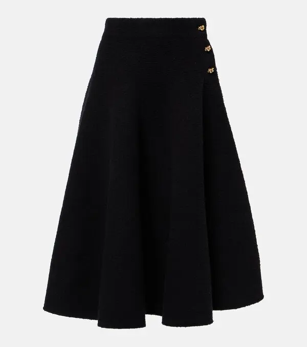 Bottega Veneta Wool Midi Skirt - Black