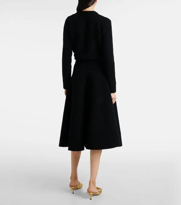 Bottega Veneta Wool Midi Skirt - Black