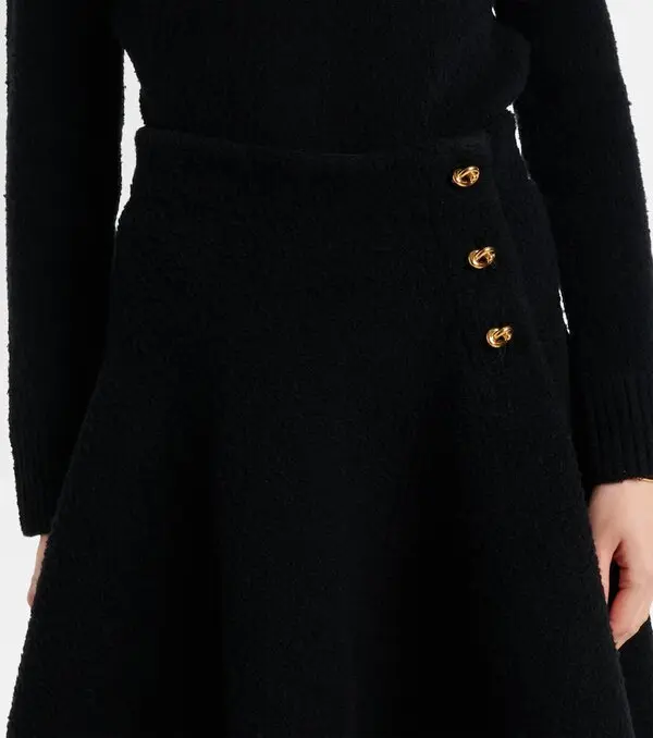 Bottega Veneta Wool Midi Skirt - Black