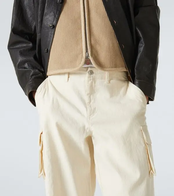 Our Legacy Mount Striped Cotton Cargo Pants - Beige