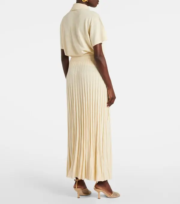 Christopher Esber Pleated Maxi Skirt In Ecru - Beige