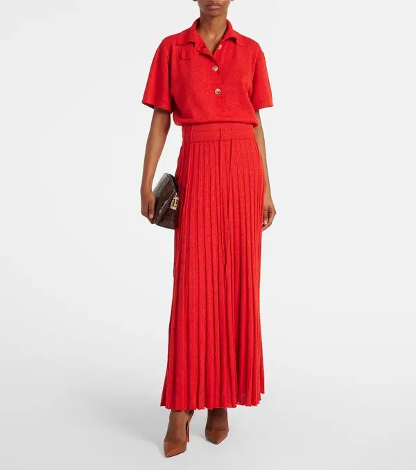 Christopher Esber Linen And Silk-blend Maxi Skirt - Red