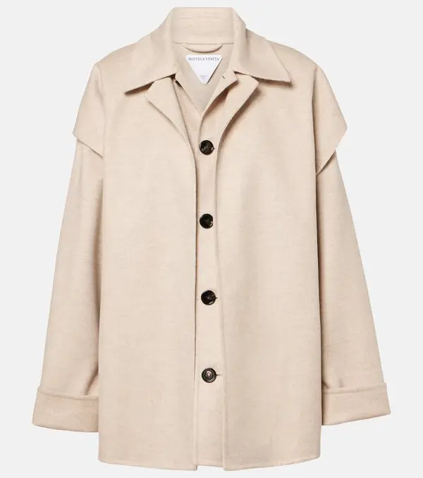Bottega Veneta Wool And Cashmere Car Coat - Beige