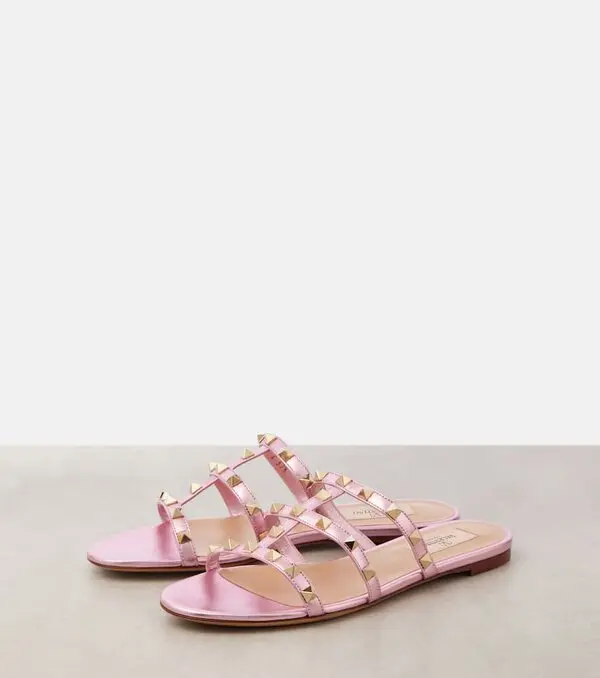 Valentino Garavani Rockstud Classic Leather Flats - Pink