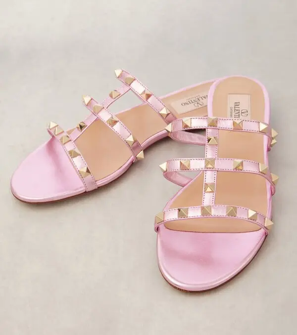 Valentino Garavani Rockstud Classic Leather Flats - Pink