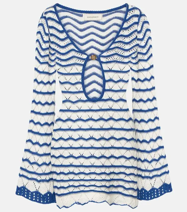 BANANHOT Rey Striped Crochet Dress - White