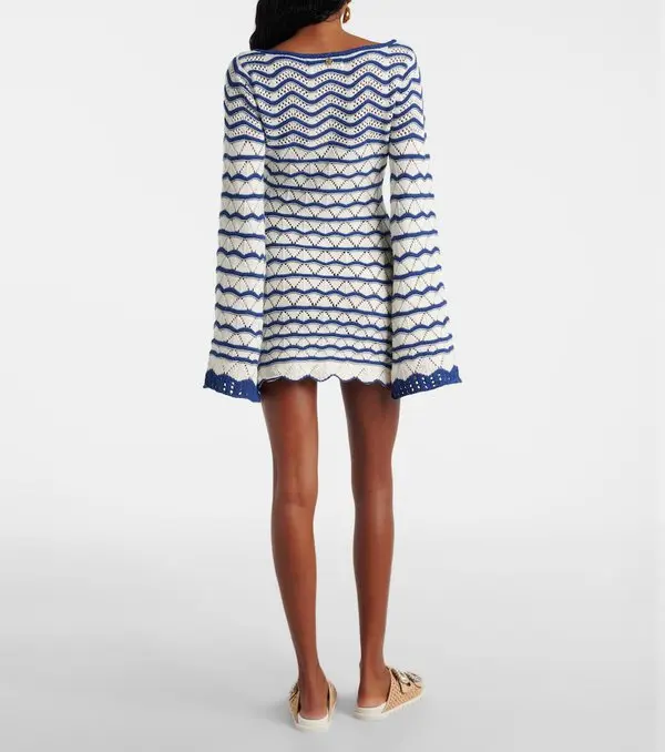 BANANHOT Rey Striped Crochet Dress - White