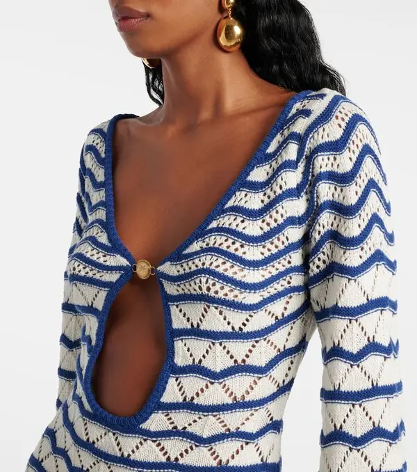 BANANHOT Rey Striped Crochet Dress - White