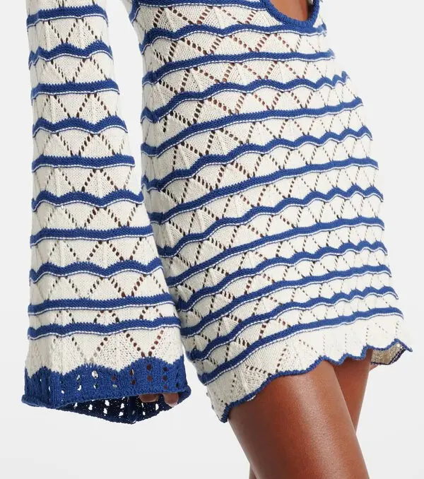 BANANHOT Rey Striped Crochet Dress - White