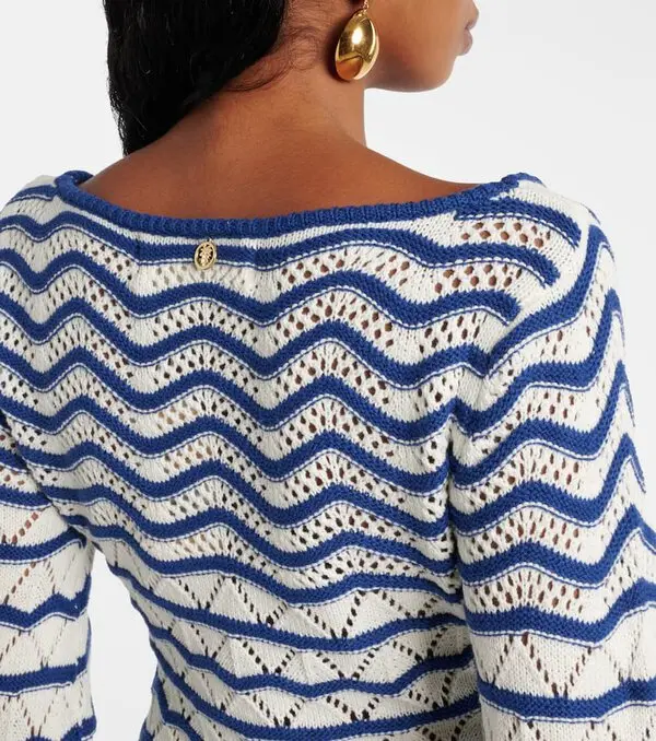 BANANHOT Rey Striped Crochet Dress - White