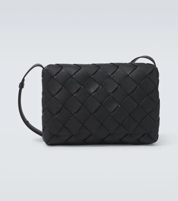 Bottega Veneta Diago Large Intreccio Leather Messenger Bag - Black