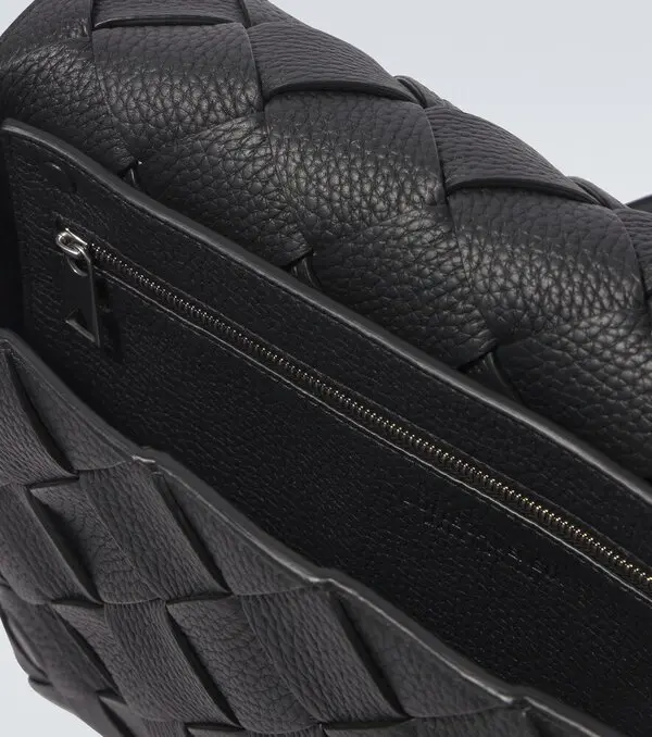 Bottega Veneta Diago Large Intreccio Leather Messenger Bag - Black