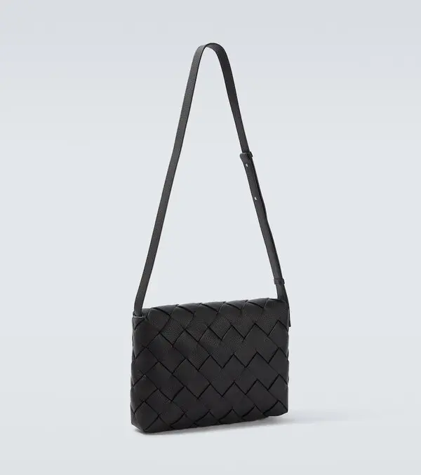 Bottega Veneta Diago Large Intreccio Leather Messenger Bag - Black
