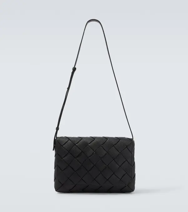 Bottega Veneta Diago Large Intreccio Leather Messenger Bag - Black