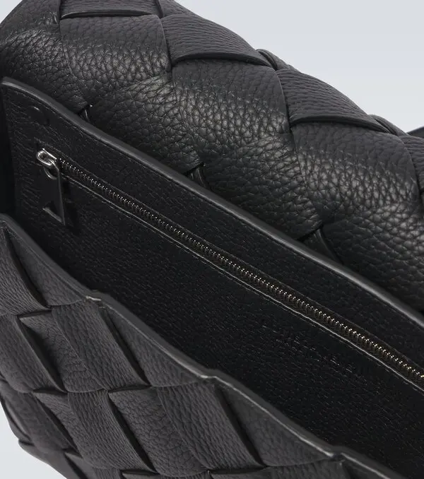 Bottega Veneta Diago Large Intreccio Leather Messenger Bag - Black