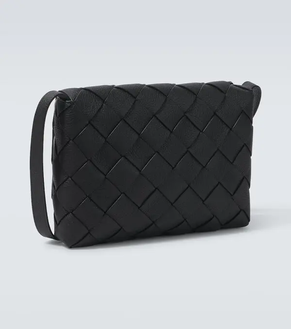 Bottega Veneta Diago Large Intreccio Leather Messenger Bag - Black