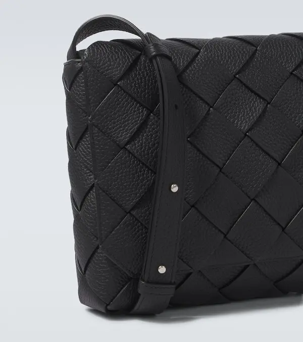 Bottega Veneta Diago Large Intreccio Leather Messenger Bag - Black