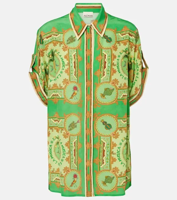 ALEMAIS Alémais La Musica Printed Silk Shirt - Green