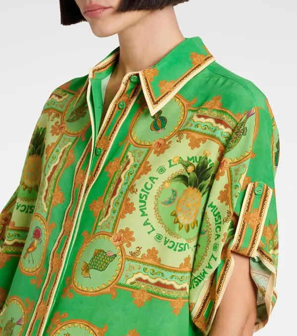 ALEMAIS Alémais La Musica Printed Silk Shirt - Green